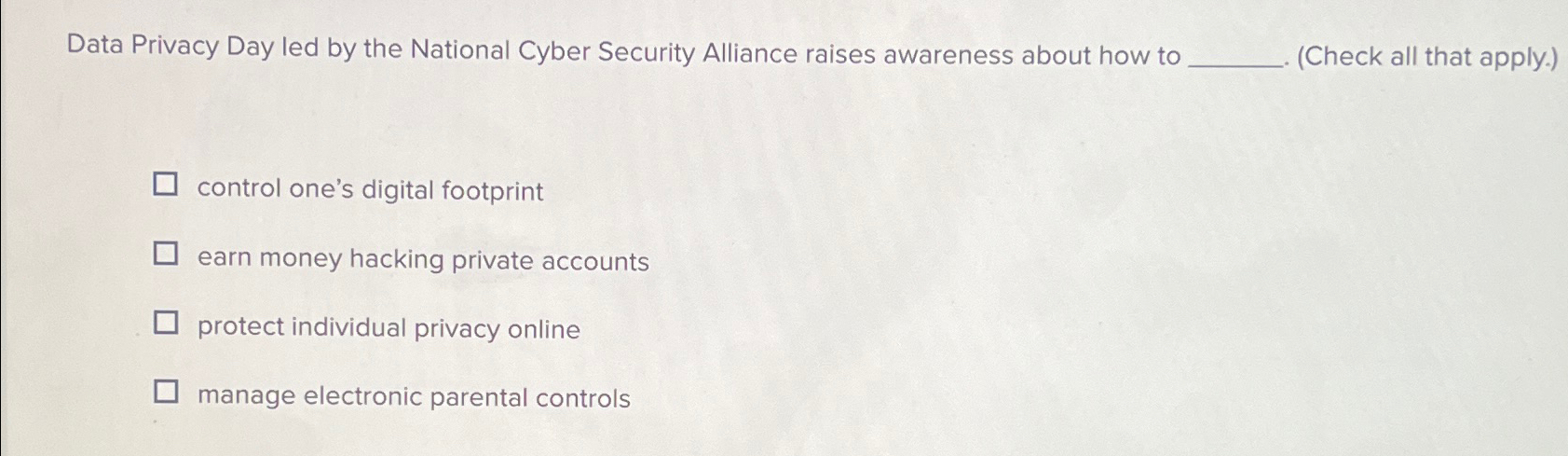 Solved Data Privacy Day led by the National Cyber Security | Chegg.com