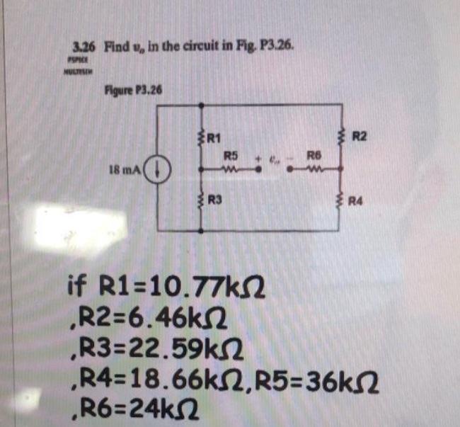 Solved 3.26 Find w, in the circuit in Fig. P3.26. MULTIM | Chegg.com