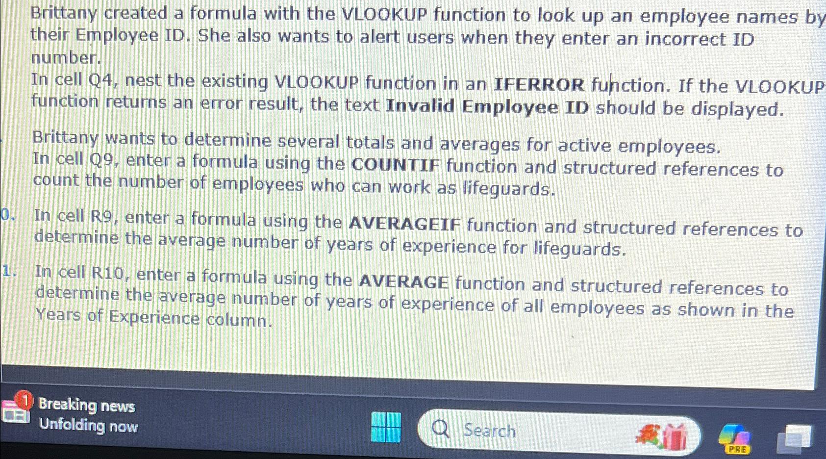 Solved Brittany created a formula with the VLOOKUP function | Chegg.com