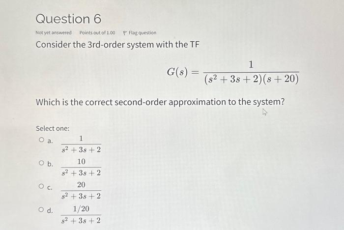 Solved Consider the 3rd-order system with the TF | Chegg.com