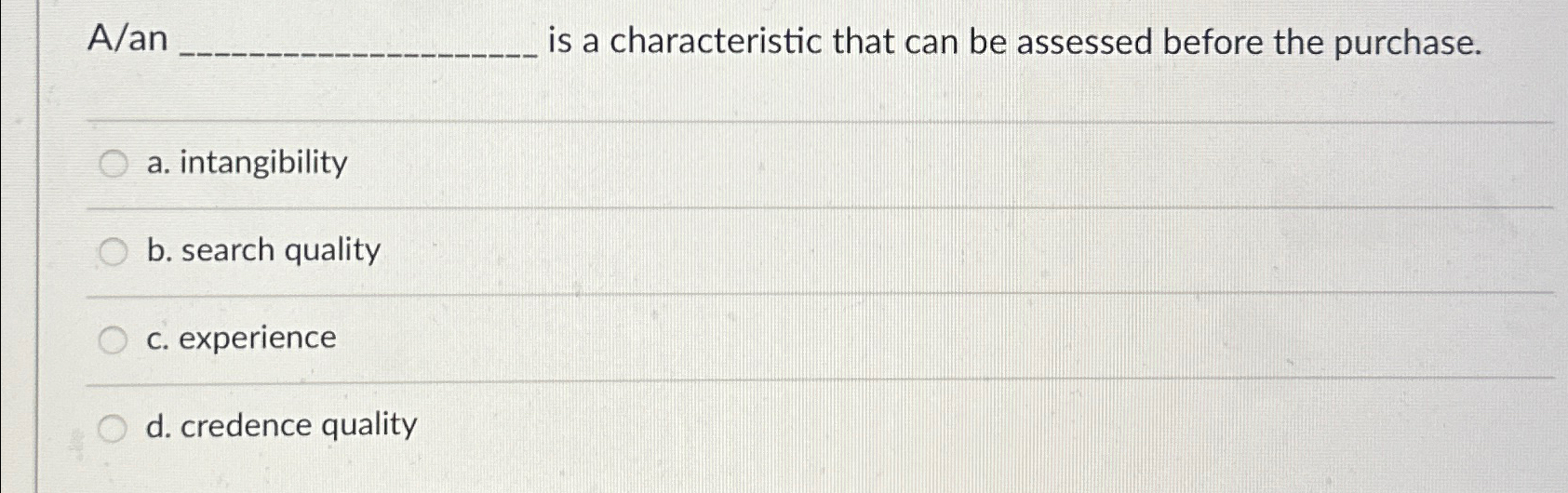 Solved A/an is a characteristic that can be assessed before | Chegg.com