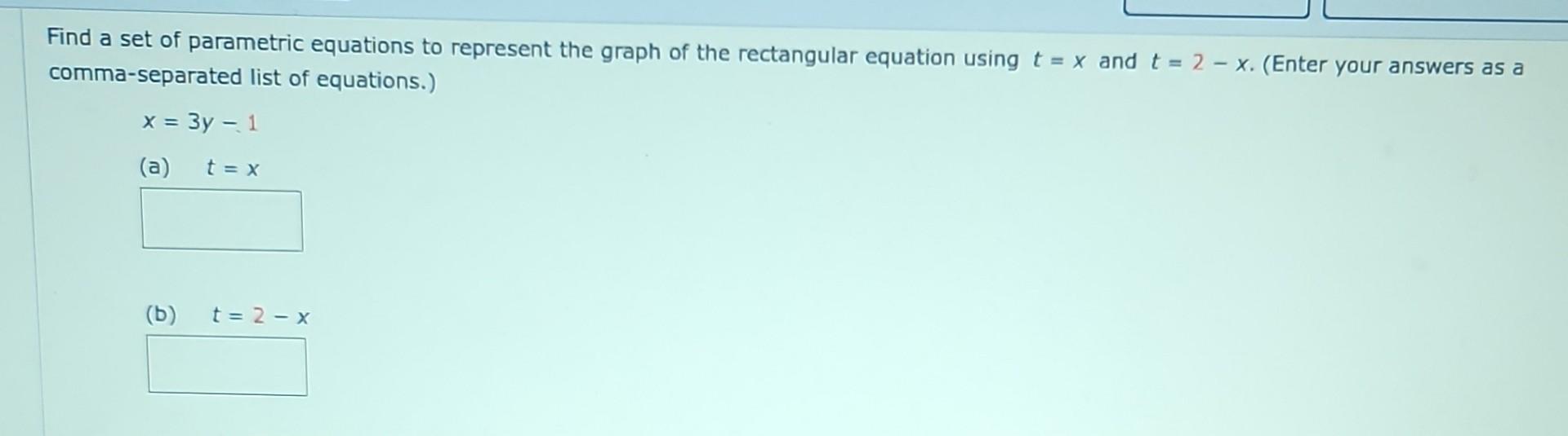 Solved Find a set of parametric equations to represent the | Chegg.com