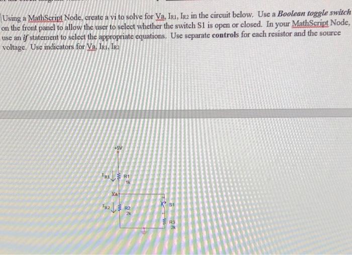 Solved Using A Mathscript Node Create A Vi To Solve For Va 
