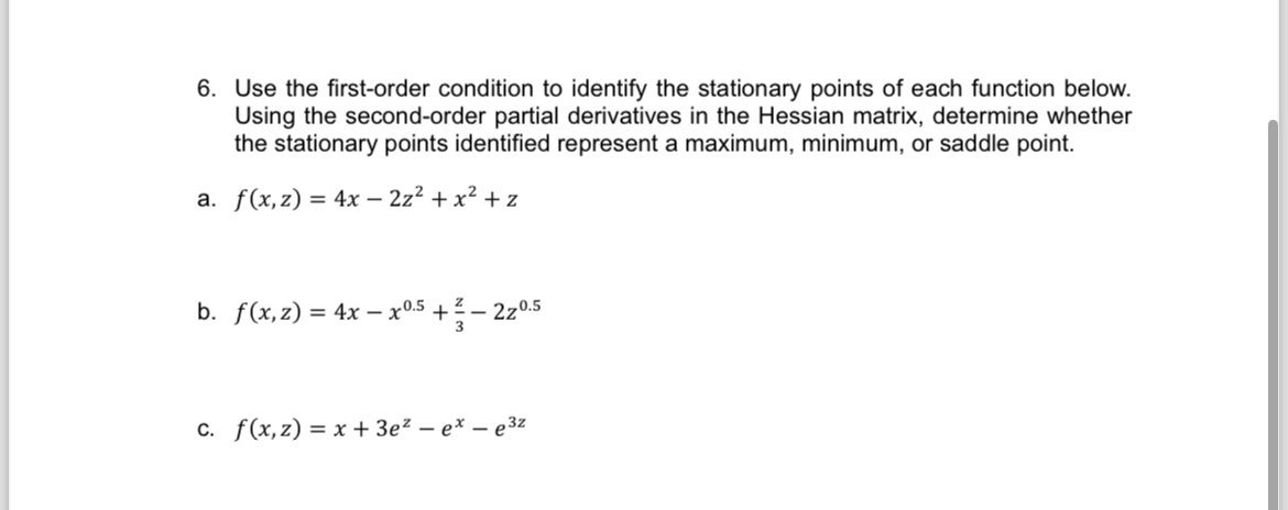 Solved Use the first-order condition to identify the | Chegg.com