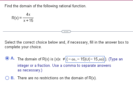 Solved Find the domain of the following rational | Chegg.com