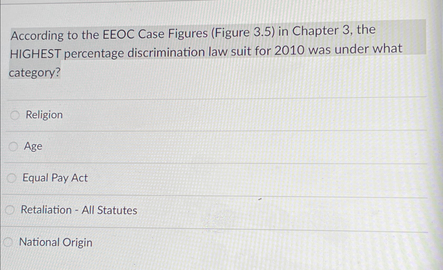 Solved According to the EEOC Case Figures (Figure 3.5) ﻿in | Chegg.com
