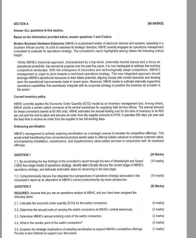 SECTION A ﻿MARKS]Answer ALL questions in this | Chegg.com