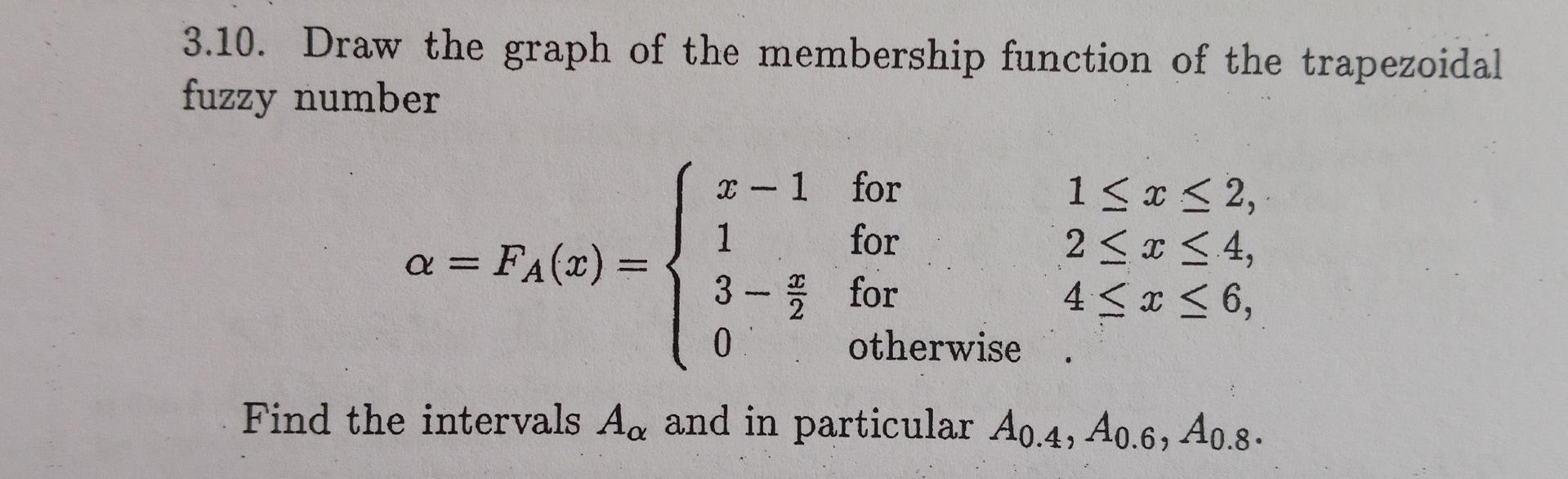 Solved 3.10. Draw the graph of the membership function of | Chegg.com