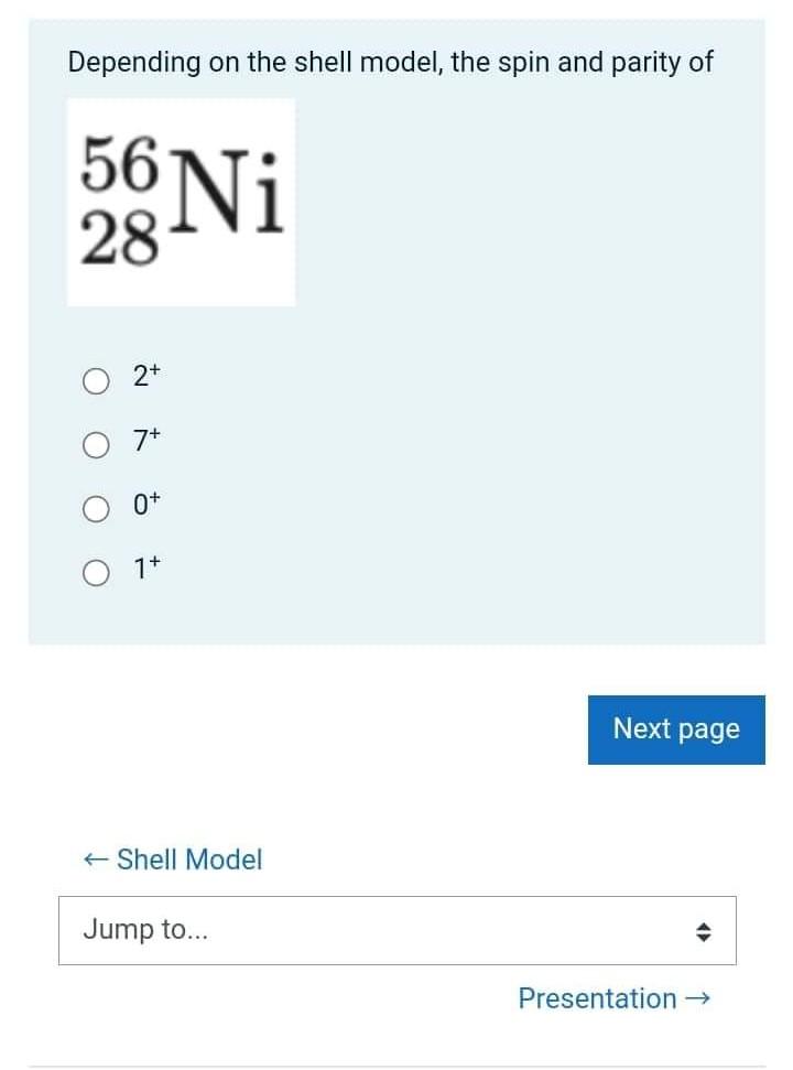 Solved Depending on the shell model, the spin and parity of | Chegg.com