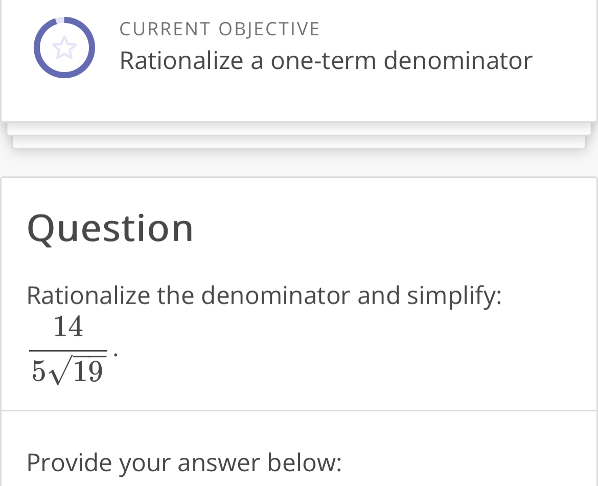 Solved CURRENT OBJECTIVERationalize a one-term | Chegg.com