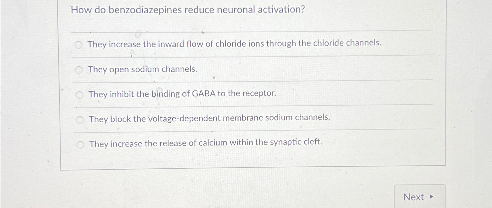 Solved How do benzodiazepines reduce neuronal | Chegg.com