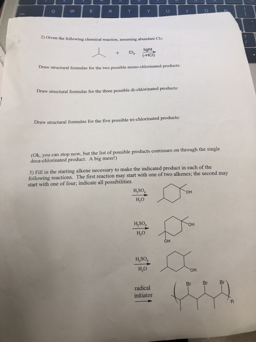 Solved CHEM 122: Introduction to Organic Chemistry 1) | Chegg.com