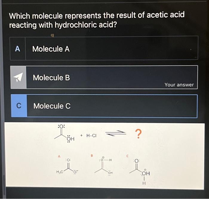 Solved Which molecule represents the result of acetic acid | Chegg.com