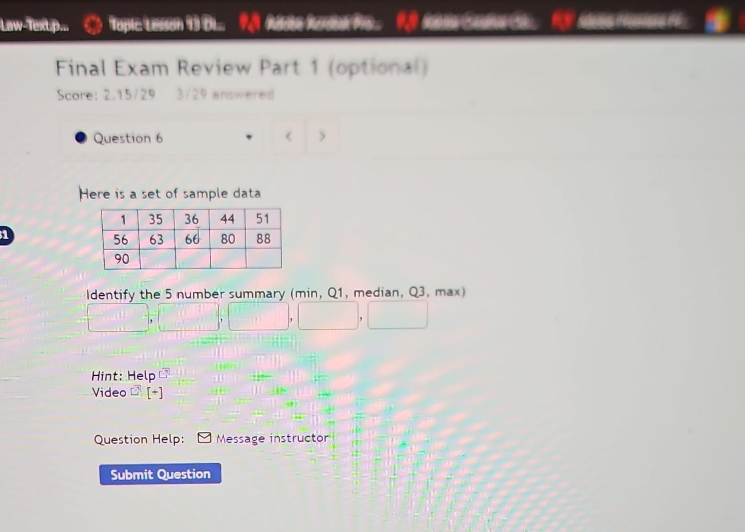 Solved Here is a set of sample data Identify the 5 number | Chegg.com