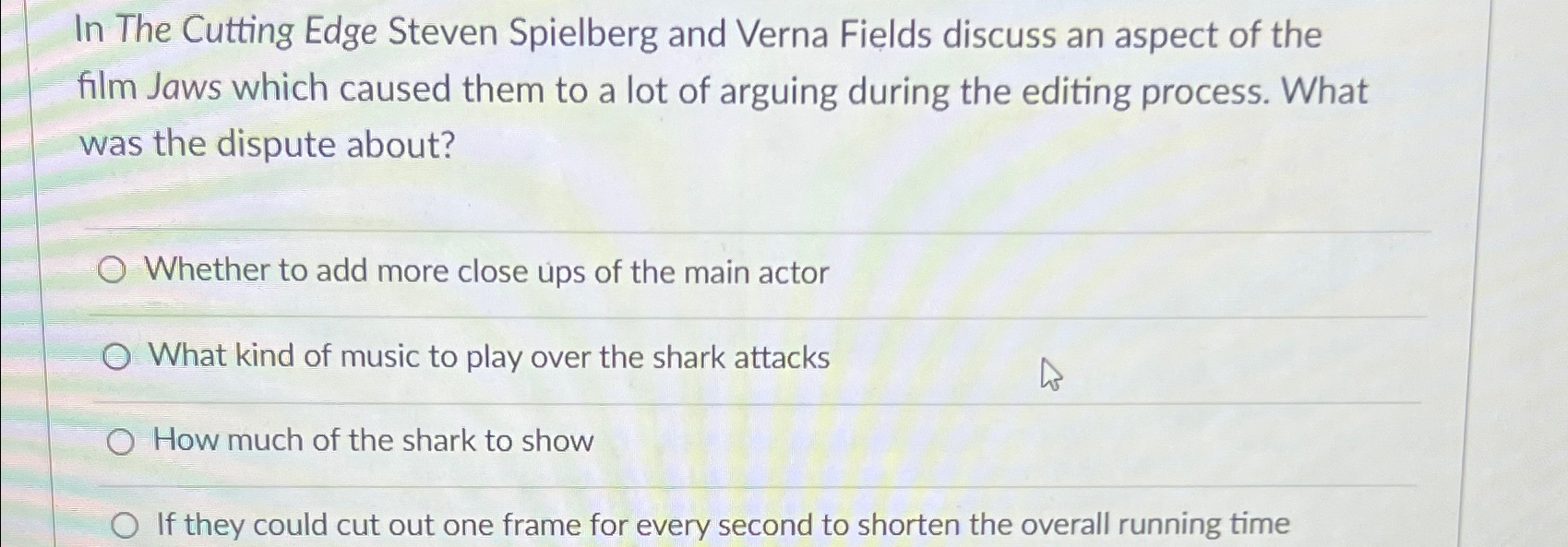 Solved In The Cutting Edge Steven Spielberg and Verna Fields | Chegg.com