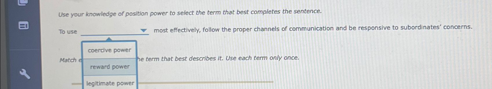 Solved Use your knowledge of position power to select the | Chegg.com