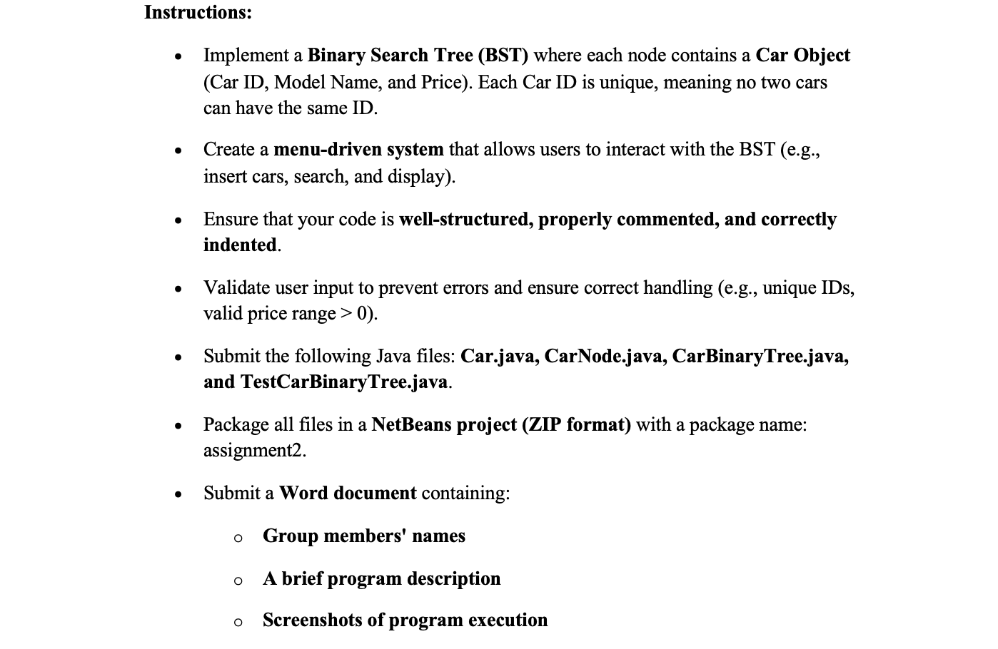 Solved Instructions: Implement a Binary Search Tree (BST) | Chegg.com