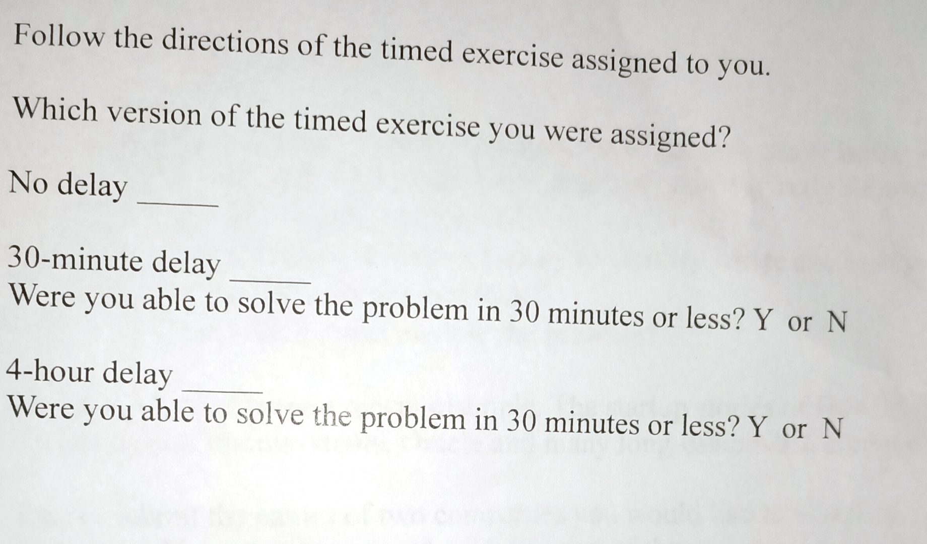 Solved Follow the directions of the timed exercise assigned | Chegg.com