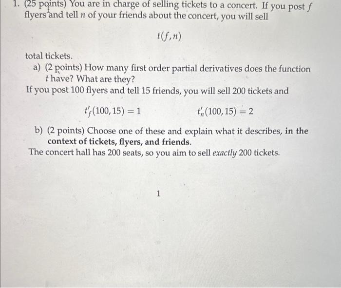 Solved ( 25 points) You are in charge of selling tickets to | Chegg.com