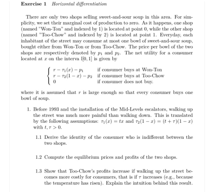 Solved Exercise 1 Horizontal differentiation There are only | Chegg.com