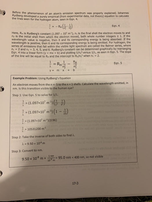 Solved Experiment 17 Emission and Absorption Spectroscopy | Chegg.com