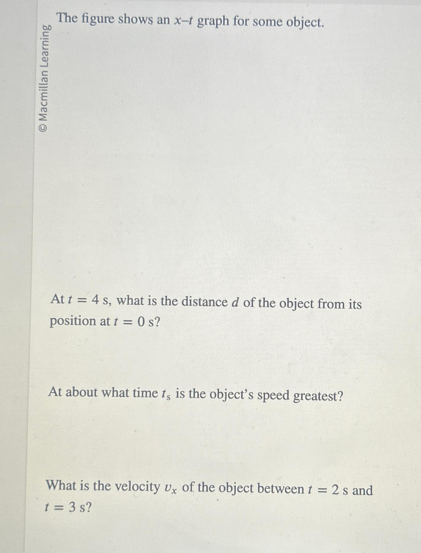 The figure shows an x-t graph for some object.\\nAt | Chegg.com