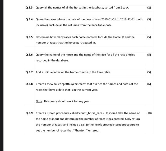Solved Question 3 - SQL (Marks: 60) Using MySQL, create a | Chegg.com