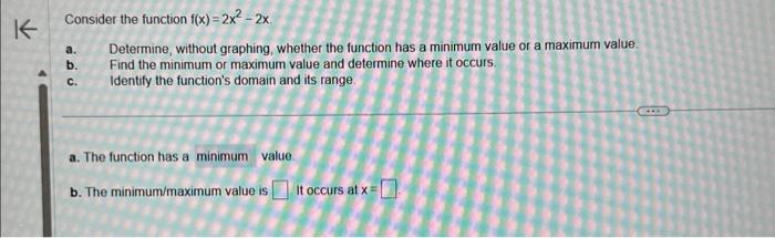 Consider the function f(x)=2x2−2x. a. Determine, | Chegg.com