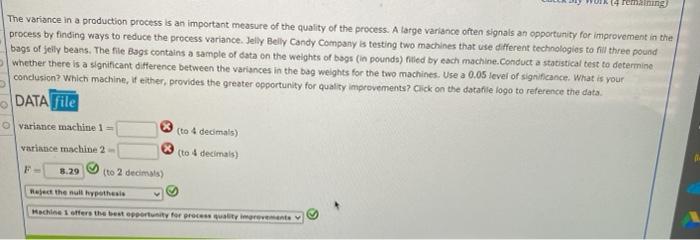 The variance in a production process is an important | Chegg.com