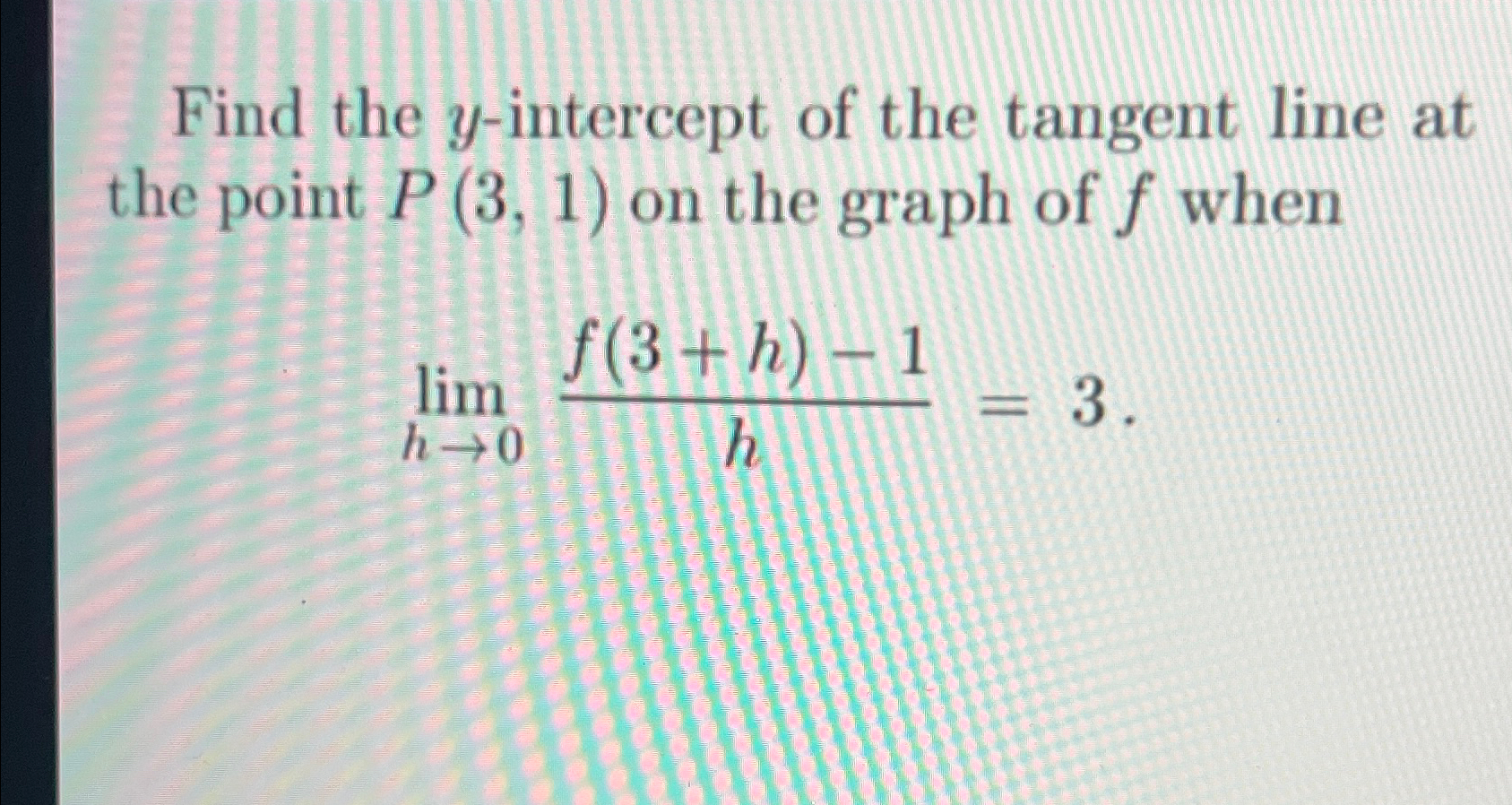 Solved Find the y-intercept of the tangent line at the point | Chegg.com