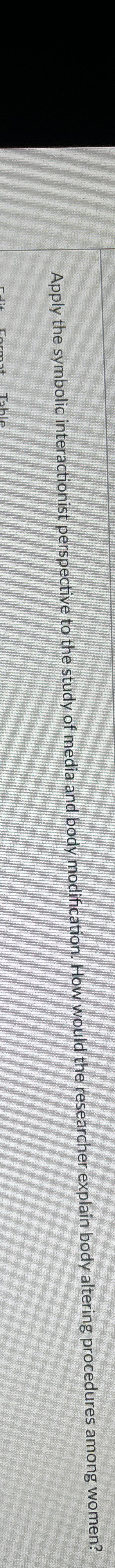Solved Apply the symbolic interactionist perspective to the | Chegg.com