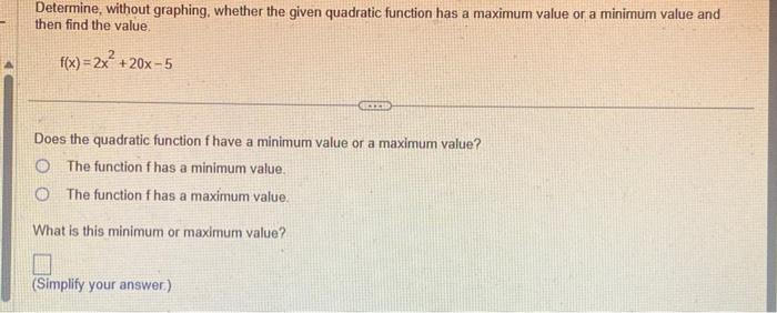 Solved Determine, without graphing, whether the given | Chegg.com