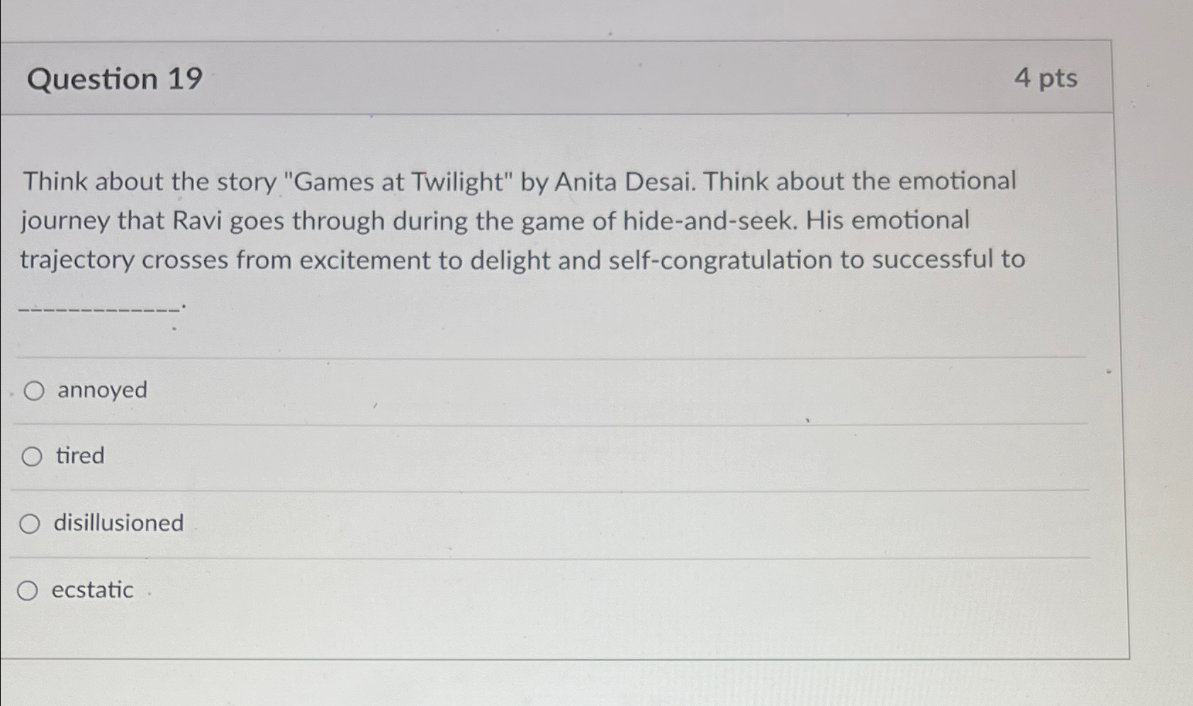 Solved Question 194 ﻿ptsThink about the story "Games at | Chegg.com