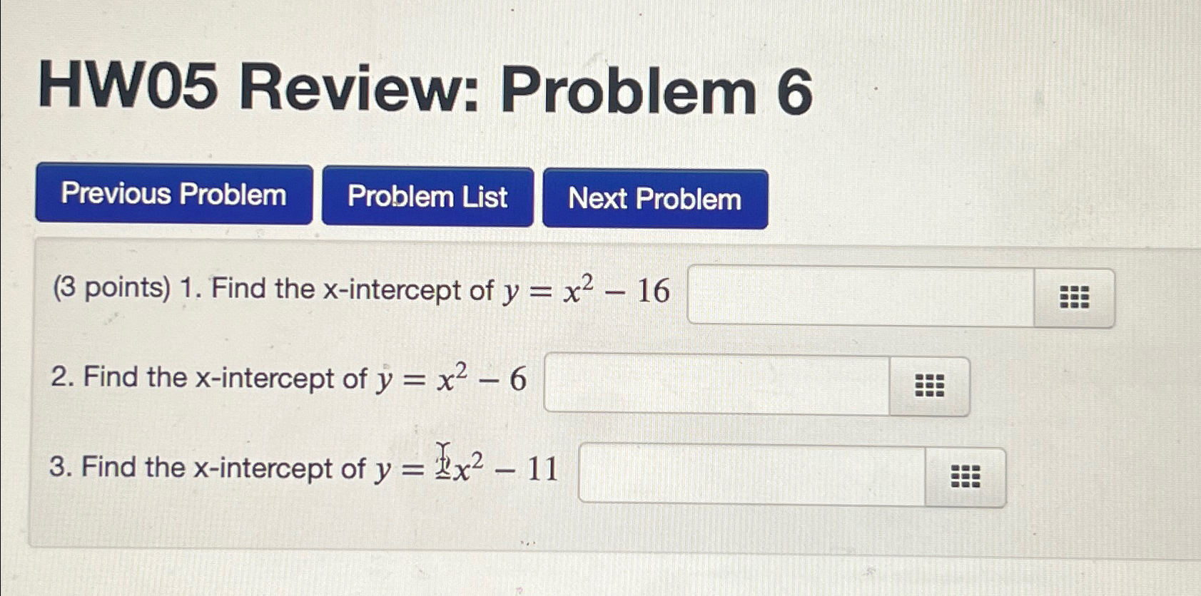 Solved HW05 ﻿Review: Problem 6(3 ﻿points) 1. ﻿Find the | Chegg.com