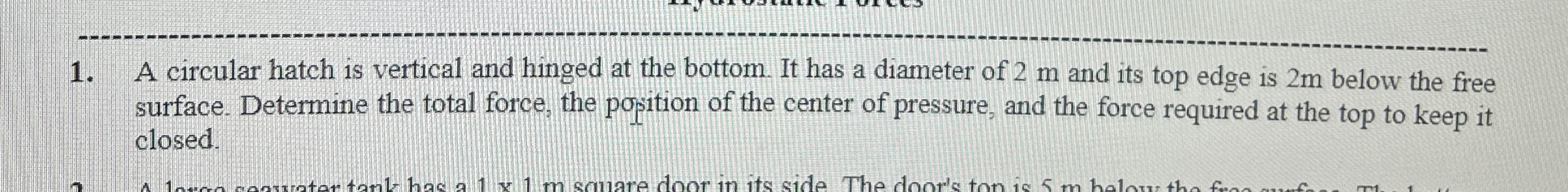 Solved A circular hatch is vertical and hinged at the | Chegg.com