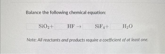 Solved Balance the following chemical equation: | Chegg.com