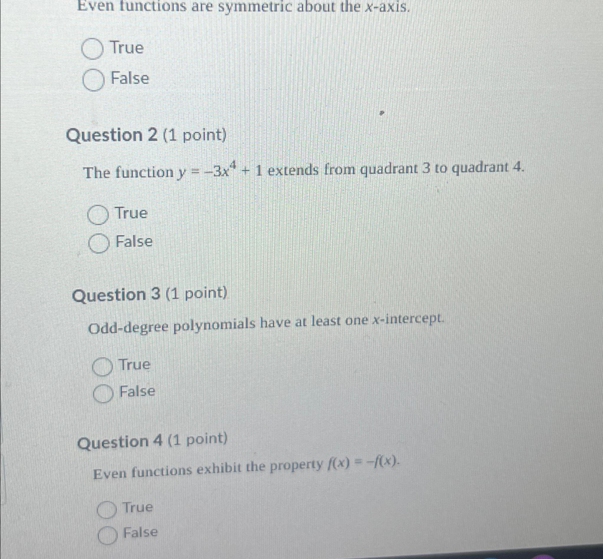 Solved Even fuEven functions are symmetric about the | Chegg.com