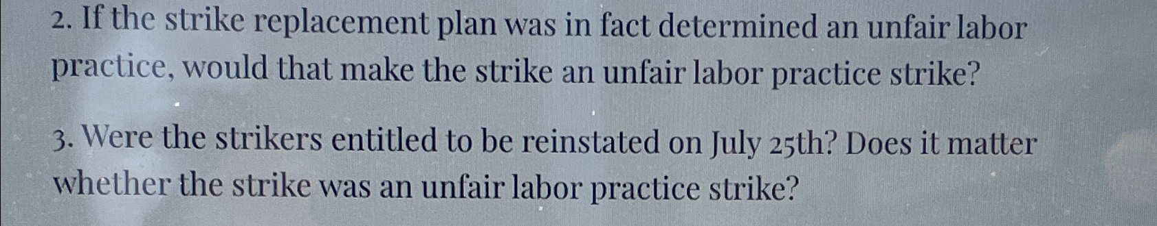 Solved If the strike replacement plan was in fact determined | Chegg.com