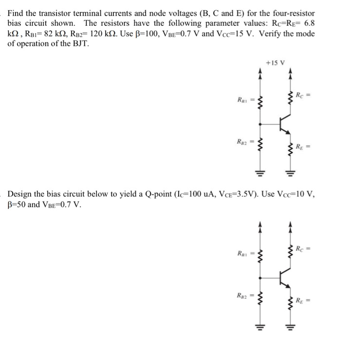 Solved - Find the transistor terminal currents and node | Chegg.com