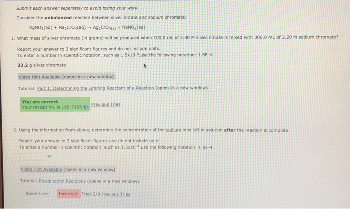 Solved Submit each answer separately to avoid losing your | Chegg.com