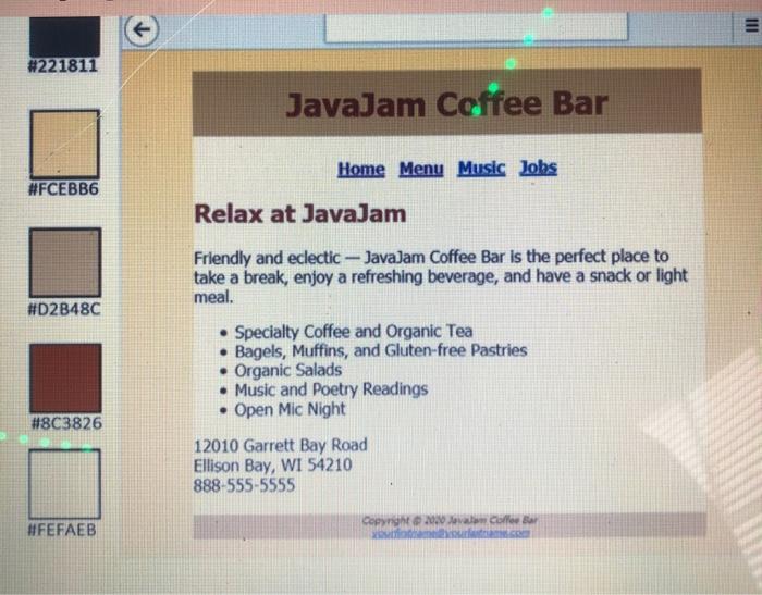 Solved #221811 JavaJam Coffee Bar Home Menu Music Jobs | Chegg.com