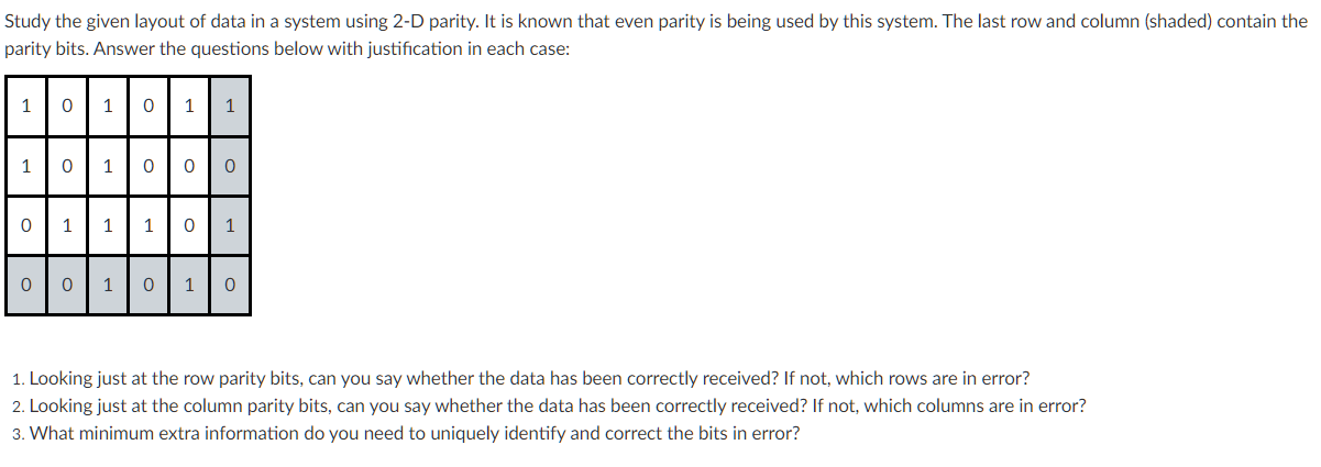 Solved Study the given layout of data in a system using 2-D | Chegg.com