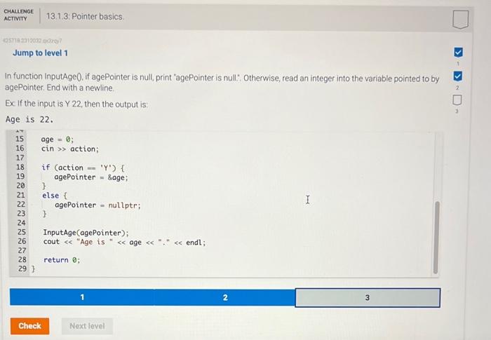 Solved Jump To Level 1 In Function Inputage0 If Agepointer 3598