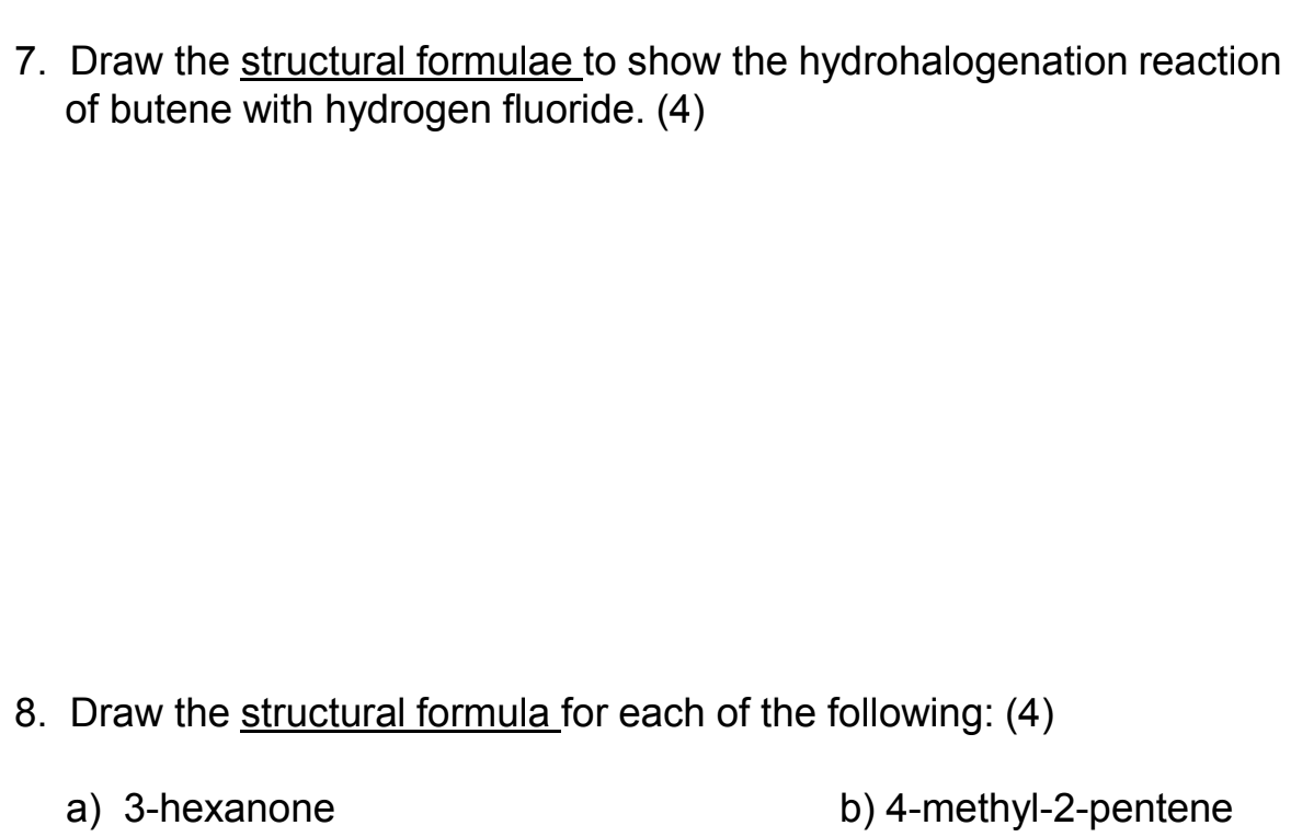 Solved Draw the structural formulae to show the | Chegg.com