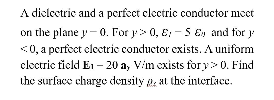 Solved = A dielectric and a perfect electric conductor meet | Chegg.com