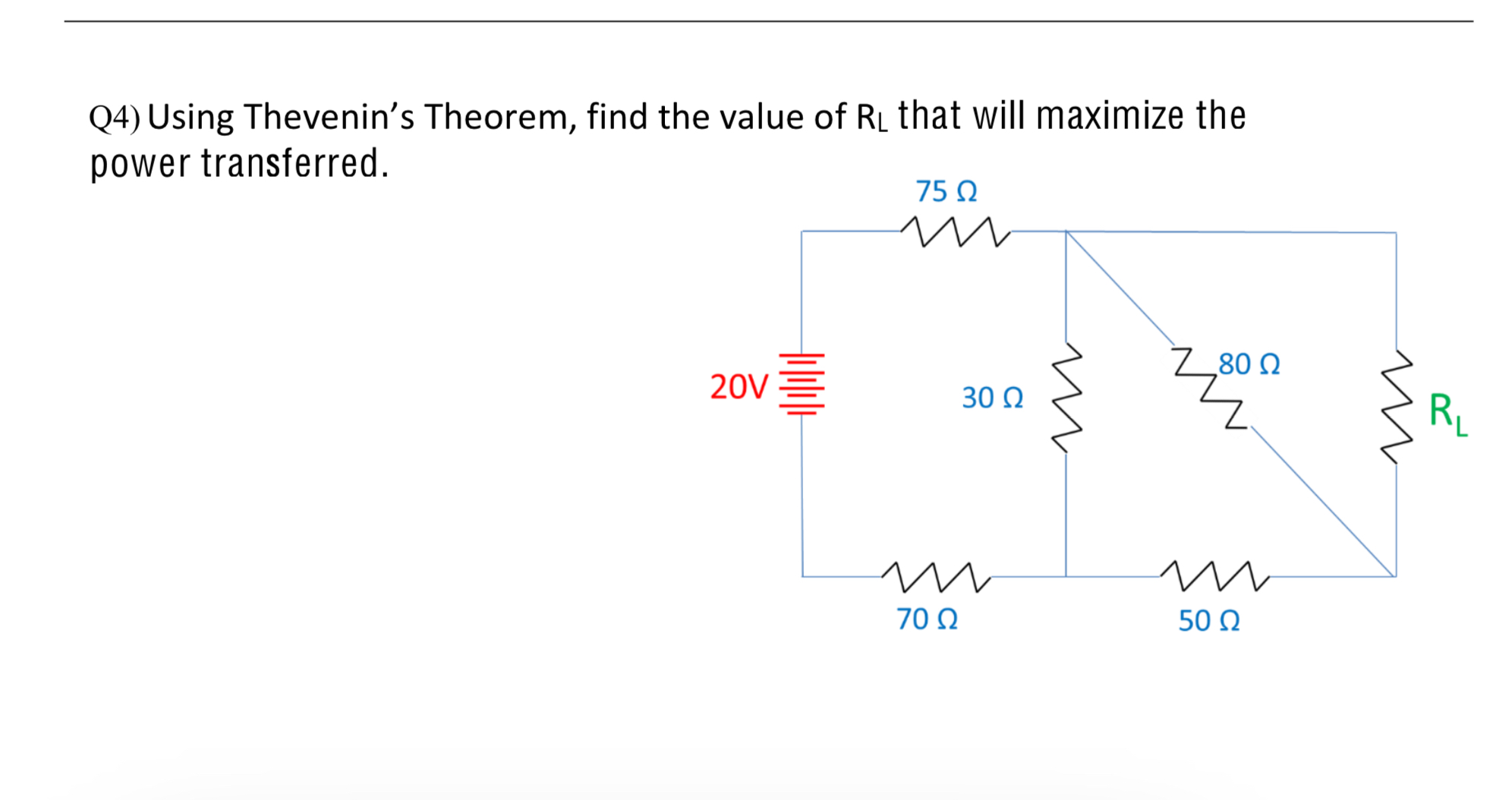 Solved Using Thevenin's Theorem, find the value of RL ﻿that | Chegg.com