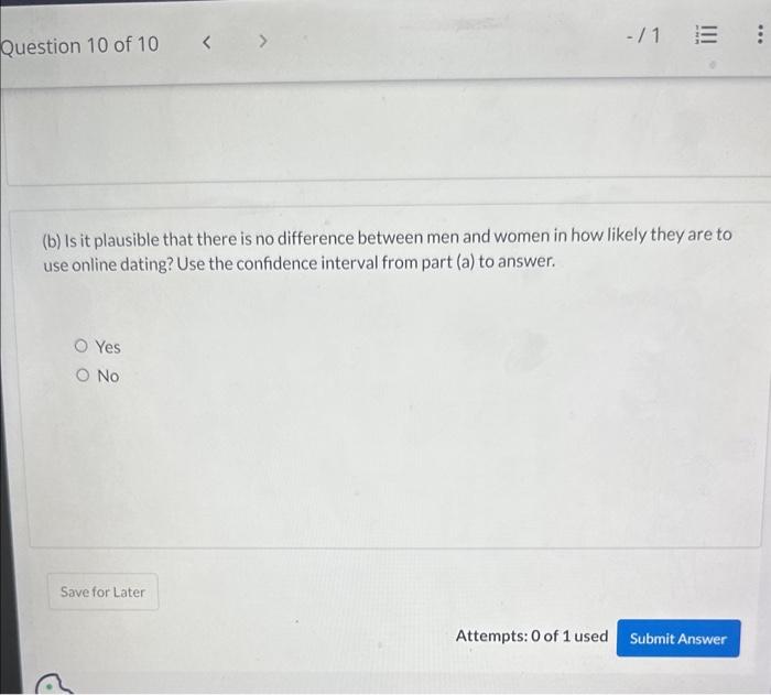 Solved More Information From the Online Dating Survey A | Chegg.com