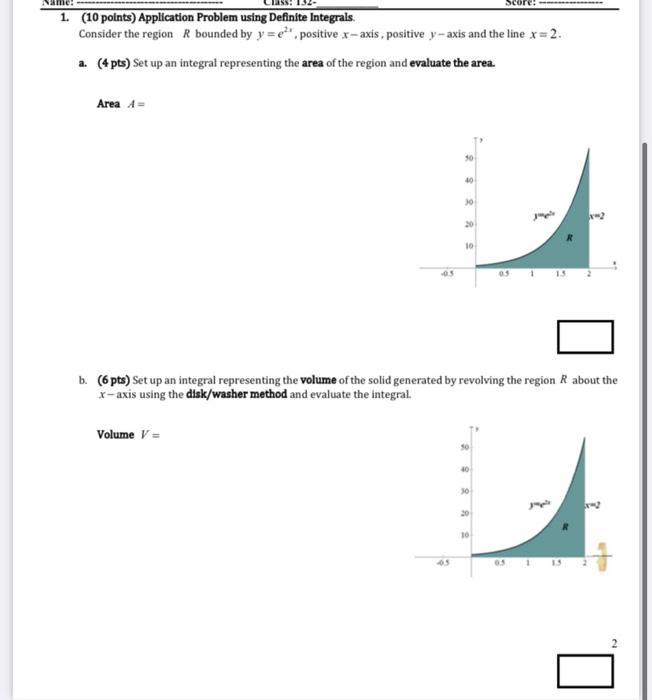 Solved 1. (10 points) Application Problem using Definite | Chegg.com