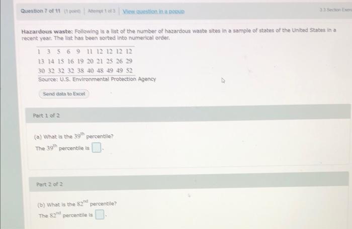 Solved Hazardous waste: Following is a list of the number of | Chegg.com