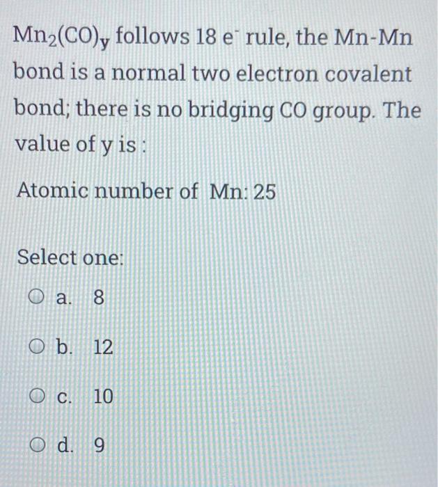 Solved Using standard electron counting procedures, the | Chegg.com